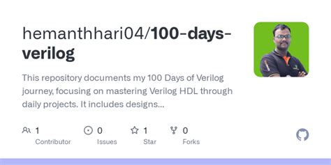 🎉 100 Days Of Verilog Journey Completed Hari Hemanth