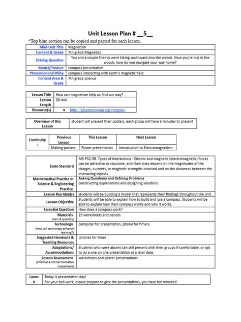 Lesson Plan Five Pdf Magnetism
