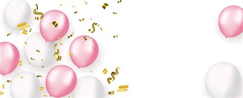 핑크 흰색 풍선 금 색종이 개념 디자인 템플릿 휴일 해피 발렌타인 데이 배경 축하 벡터 일러스트 레이션 기념일에 대한 스톡 벡터