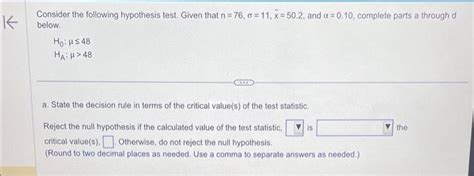 Solved Consider The Following Hypothesis Test Given That Chegg