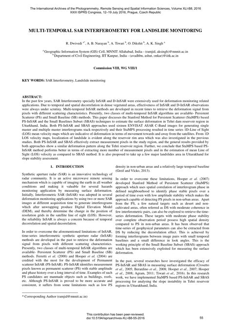 Pdf Multi Temporal Sar Interferometry For Landslide Monitoring