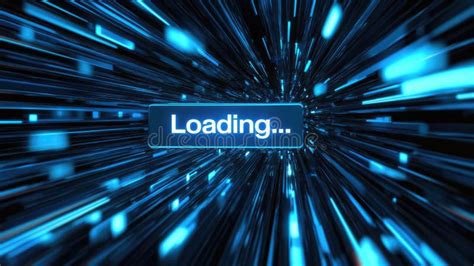 Loading Word On Black Digital Tech Background Blue Lines On Monitor