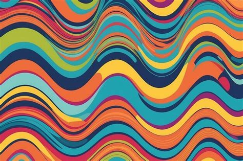 그루비 배경 레트로 70년대 스타일 귀여운 추상 빈티지 텍스처 벽지 히피 웨이비 터 배경 프리미엄 사진