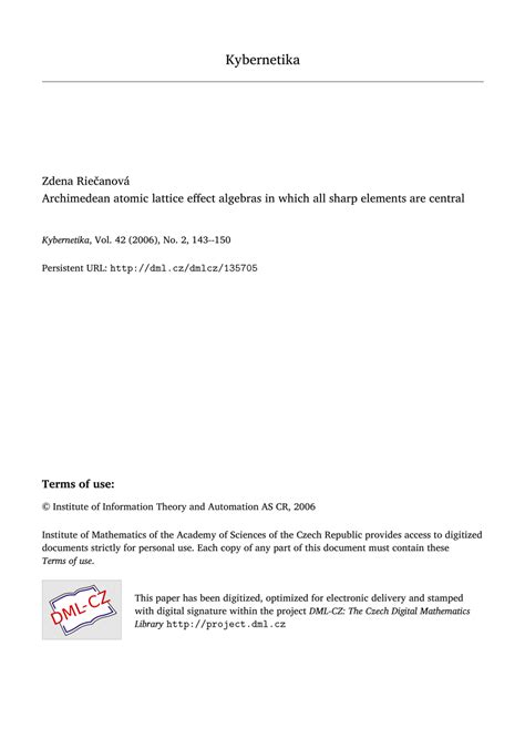 Pdf Archimedean Atomic Lattice Effect Algebras In Which All Sharp