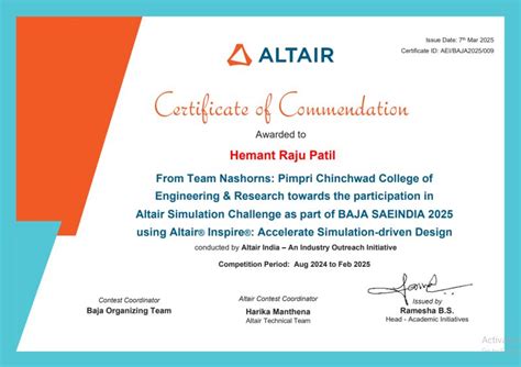 Altair Simulation Fea Bajasaeindia Engineering Teamnashorns Cae… Hemant Patil