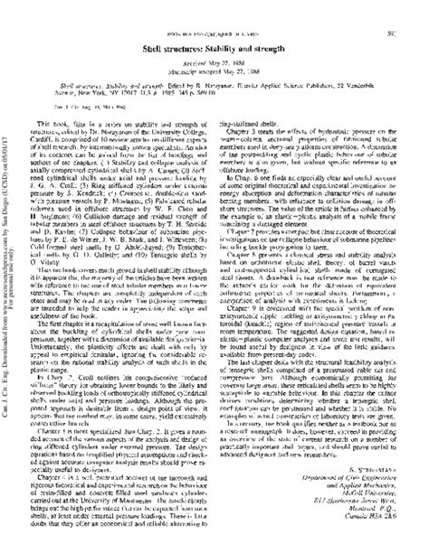 Pdf Shell Structures Stability And Strength