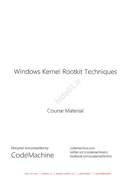 Codemachine Windows Kernel Rootkit Techniques Unlocked Pdf