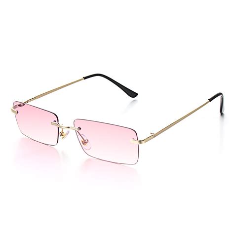 Rectangle Rimless Sunglasses Women Square Vintage Grandado
