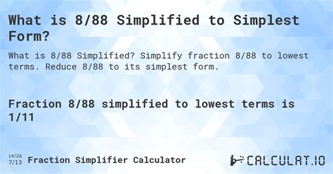 What Is 8 88 Simplified To Simplest Form Calculatio