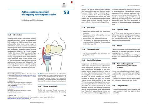 Pdf Arthroscopic Management Of Snapping Radiocapitellar Joint