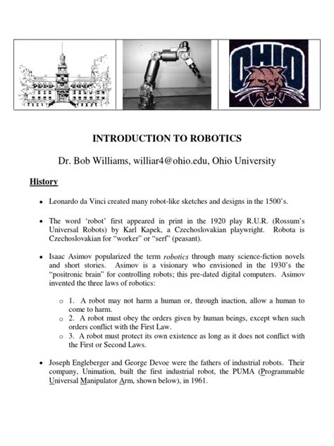 Intro Rob Pdf Robot Robotics