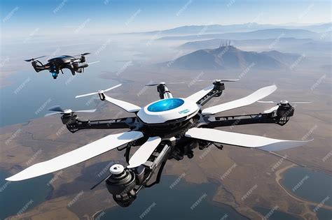 premium photo sky guardians collaborative inspection with autonomous drone swarms in flat vector