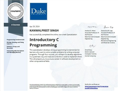 Kanwalpreet Singh On Linkedin Dukeuniversity Coursera Cprogramming Dukeuniversity Coursera