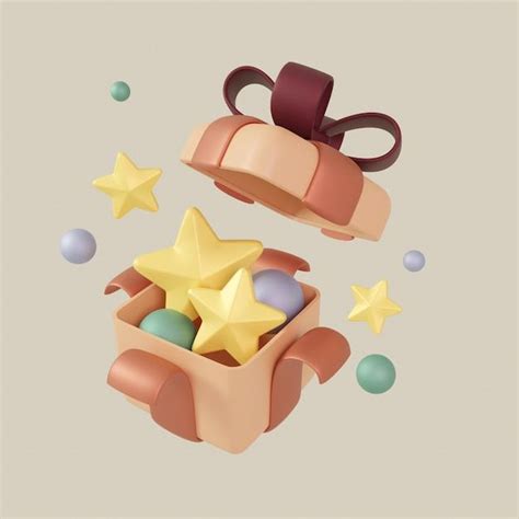 장식 축제 개체로 가득 찬 3d 열린 선물 상자 빨간 리본이 달린 선물 상자 프리미엄 사진 Merry Christmas Ts Christmas T Box