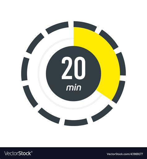 20 Minutes Timer Stopwatch Symbol In Flat Style Vector Image