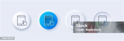 태블릿 Pc 아이콘입니다 모바일 장치 기호입니다 선 아이콘 벡터 3차원 형태에 대한 스톡 벡터 아트 및 기타 이미지 3차원 형태 고급 그라데이션 Istock