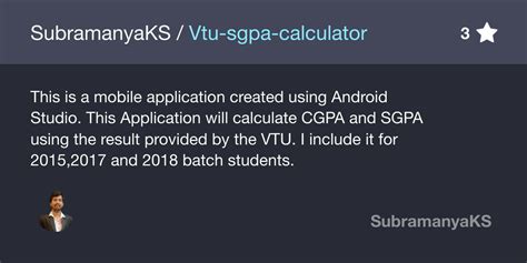GitHub SubramanyaKS Vtu Sgpa Calculator This Is A Mobile Application