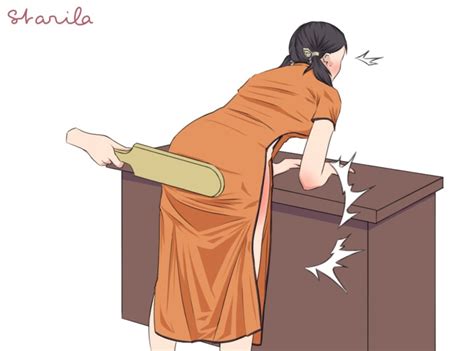 Rule 34 Asian Asian Female Desk Paddle Spanked Spanking Starila 7323886