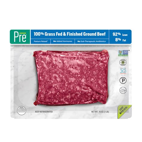 Pre Brands 92 Lean Ground Beef 100 Grass Fed And Finished And