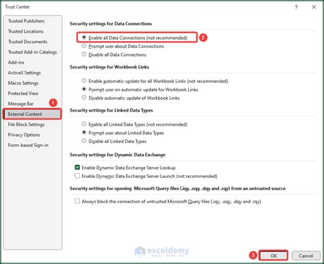 External Data Connections Have Been Disabled In Excel 2 Solutions