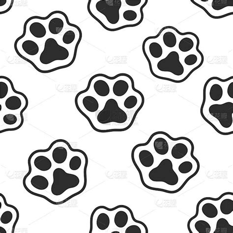 足迹宠物的痕迹猫爪猫或狗的爪子无缝的背景素材 花瓣网