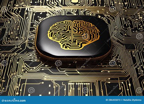 3d Render Brain Close Up Of An Electronic Circuit Board Stock