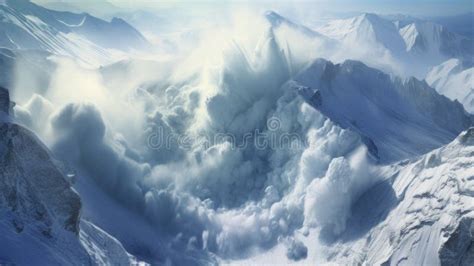 Nature S Fury Unleashed Capturing The Power Of A Snow Avalanche Stock Illustration