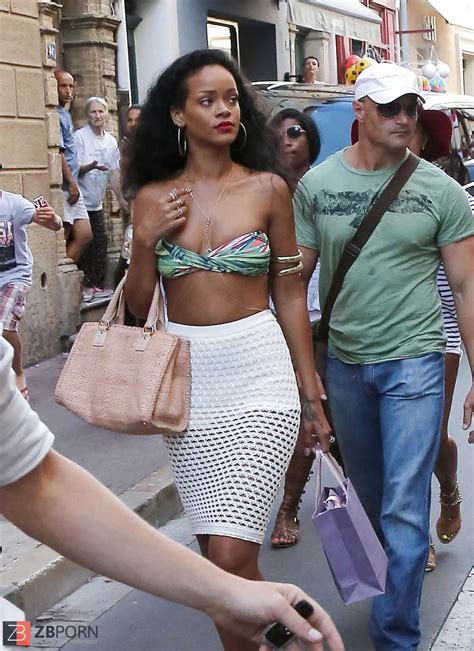 Rihanna Out In Bathing Suit Top St Tropez Sugary Sweet Breasts Zb Porn