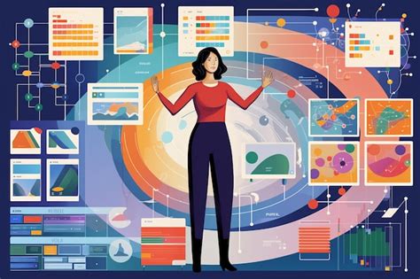 Mulher Mostrando Vários Diagramas De Software Vetor Premium Gerado Com Ia