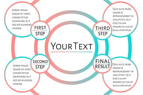 4 옵션 및 텍스트에 대 한 위치와 미래의 인포 그래픽 템플릿입니다 유행 산호 색 서클 보고서 배너 워크 플로우 비즈니스 프리 젠 테이 션을 위한 템플릿 디자인 벡터 Eps