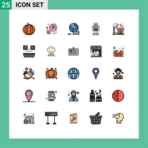 25 Universal Filled Line Flat Colors Set For Web And Mobile Applications Light Home Globe