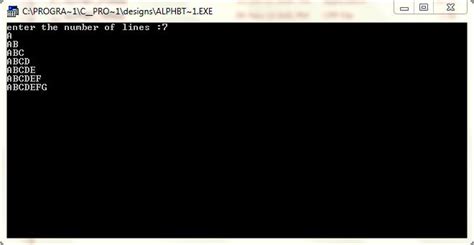 basic c programs triangle of alphabets