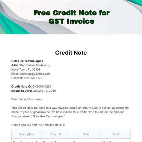 Free Credit Note Templates And Examples Edit Online And Download