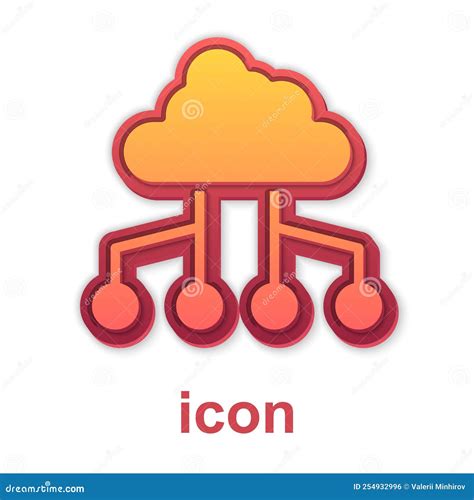 Gold Network Cloud Connection Icon Isolated On White Background Social Technology Cloud
