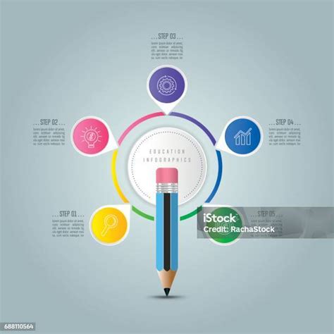 교육 Infographics 템플릿 5 단계 옵션입니다 타임 라인 Infographic 프레 젠 테이 션 워크플로 레이아웃 다이어그램 연례 보고서 웹 디자인에 대 한 벡터