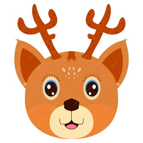 귀여운 작은 사슴 얼굴 그림 프리미엄 벡터