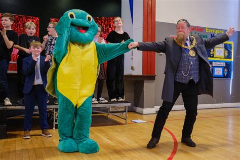Provost Todd With Twiggle The Turtle Dancing To Proud East Ayrshire