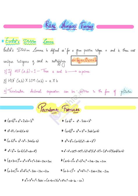 Solution Class 10 Maths All Chapters Formula Handwritten Digitalized