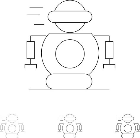 Human Technology Robotic Robot Bold And Thin Black Line Icon Set Vector Art At Vecteezy