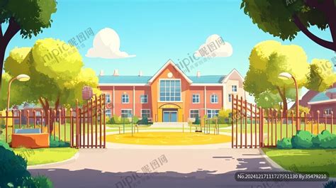 Ai创作图学校门口背景 校园场景插画 美丽的学校全景 小学学校校园 教学楼插画 校园场景 校园学校中学小学 高校插画 小学大门 卡通校园 小学