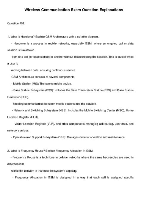 Wireless Communication Exam Explanations Wireless Communication Exam Question Explanations