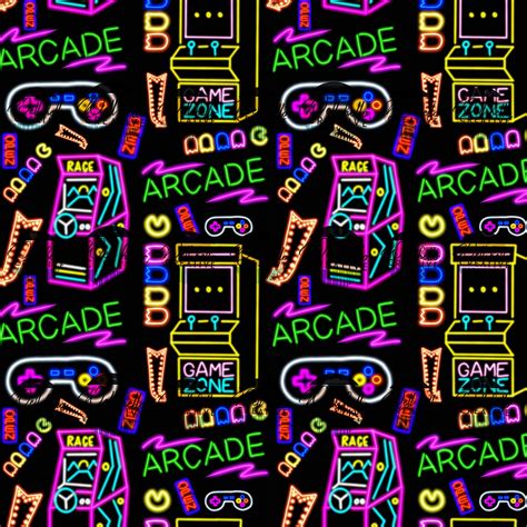 Neon Arcade Seamless Pattern Etsy