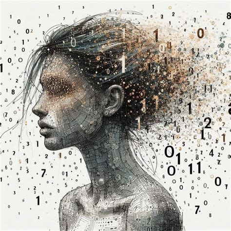 Digital Emanation Woman In Numbers And Lights Premium Ai Generated Image