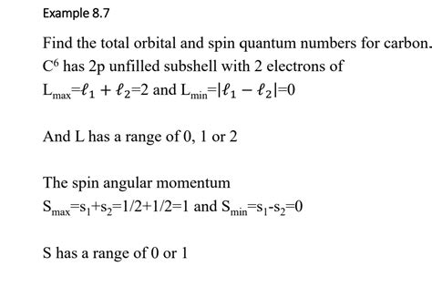 solved example 8 7find the total orbital and spin quantum