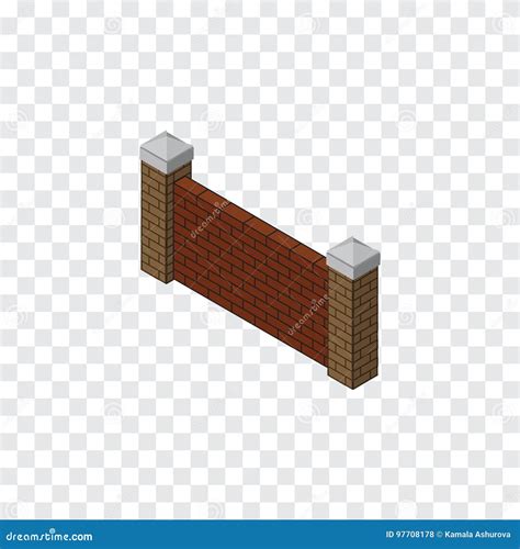 Isolated Brick Wall Isometric Barrier Vector Element Can Be Used For Brick Wall Barrier