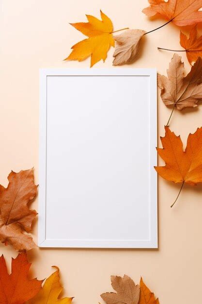 Premium Photo Light Empty Flyer With Autumn Leaves Background Template Ai Generated