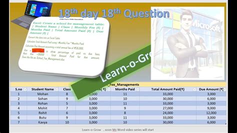 18qcreating School Fee Management Table Adding Pie Chart Excel