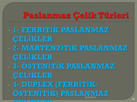 PPT PASLANMAZ ÇELİKLER PowerPoint Presentation free download ID