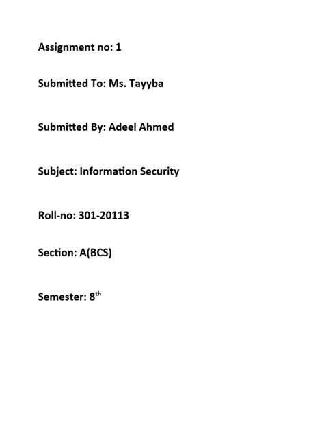 Information Security Assignment Pdf Security Computer Security