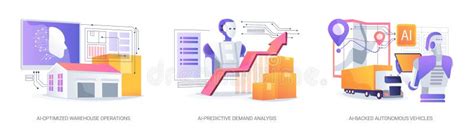 Ai In Logistics And Warehousing Abstract Concept Vector Illustrations Stock Vector